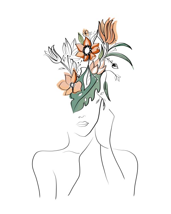 Floral Lady Line Art 3 on Canvas – Snif Ink Print Shop