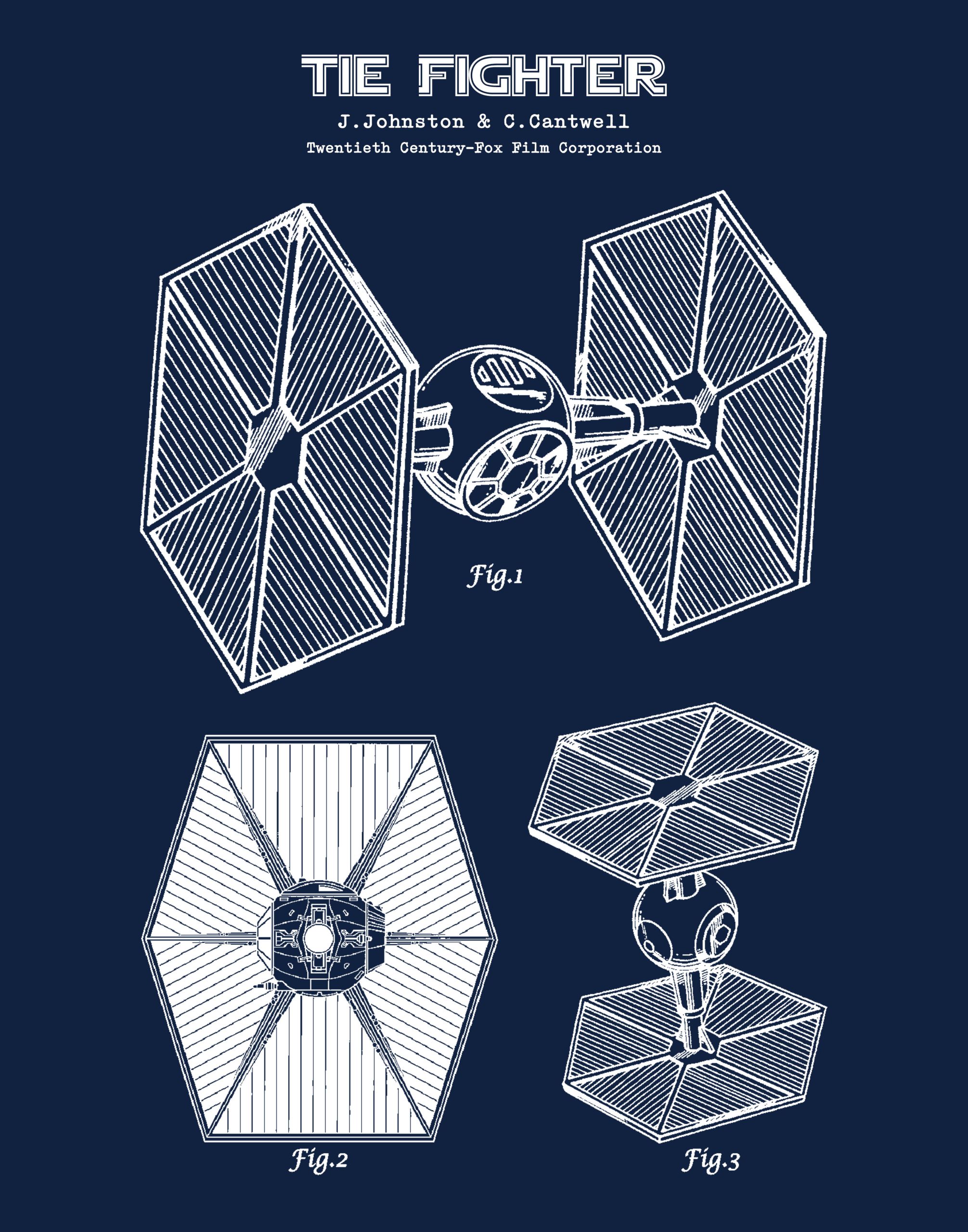 T Fighter Star Wars Blueprint on Canvas – Snif Ink Print Shop